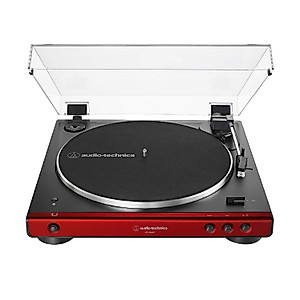 Audio-Technica AT-LP60XBT-RD Fully Automatic Belt-Drive Stereo Turntable, Red/Black, Bluetooth, Hi-Fi, 2 Speed