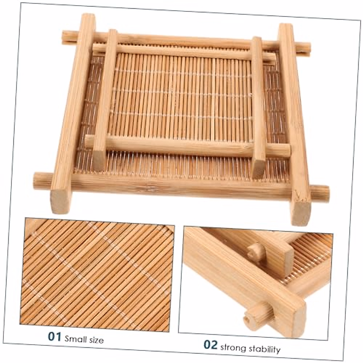 BESTOYARD 2pcs Bamboo Mat Coffee Serving Tray Decorative Coaster Bamboo Tea Serving Tray Decorative Serving Tray Anti Embellishments for Crafting Bamboo Cup Pad Office Breakfast Plate Wooden