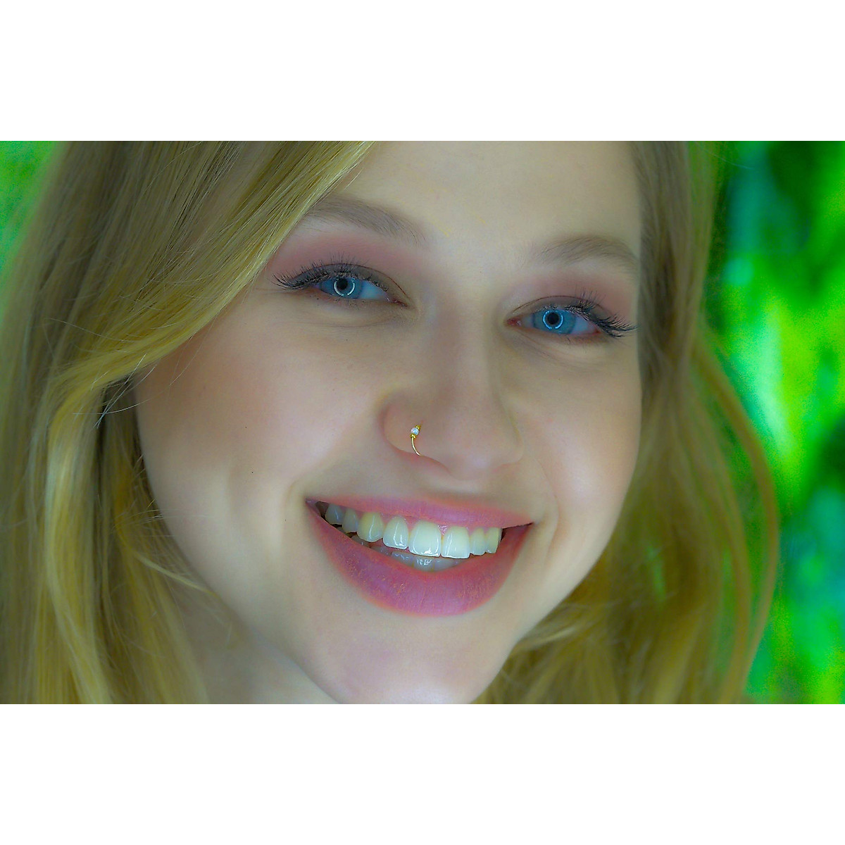 Thin 14k Gold Filled Tiny Nose Ring Hoop - 2 mm White Opal piercing Nose Hoop - 24 gauge very Thin Nose Hoop Tiny Piercings Nose Rings hoop - Opal nose rings