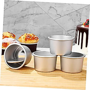 EXQUIMEUBLE 5pcs Live Cake Mold Mini Cake Pan Angel Food Cake Angel Food Cake Pan Cheesecakes Baking Tray Chiffon Tube Pan Bread Pan Aluminum Alloy Silver 4 Inch Cake Tin Small Round Cake Pan