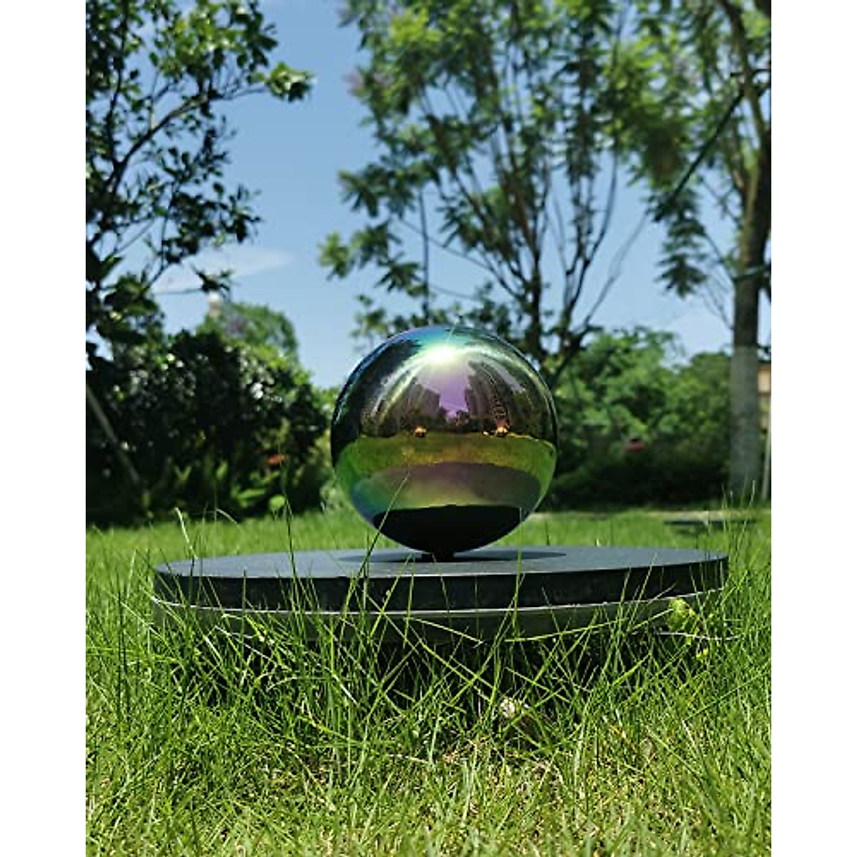 Pangmao Rainbow Gazing Globe Mirror Ball in Stainless Steel, Shiny Hollow Sphere Sparkling Housewarming Outdoor Ornament (6 Inch)