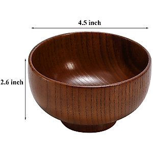 Fasmov Handmade Wood Bowl, 4 Pack Jujube Wooden Salad Bowl Set, Wood Bowl Serving Tableware for Rice, Soup, Dip, Coffee, Tea, Decoration