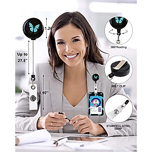 BGHSE Personalized Vertical ID Badge Holder with Lanyard - Fashionable ID Card Holders with Detachable Neck Lanyards - Soft Fiber,Metal Clip,Sturdy Buckle for Key,Wallet