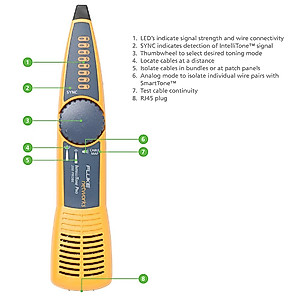 Fluke Networks - 5018513 MS-POE-KIT MicroScanner Copper Cable Verifier & PoE tester for RJ-45 Category 5-6A Ethernet Cables, Includes IntelliTone Pro 200 & Remote ID Kit