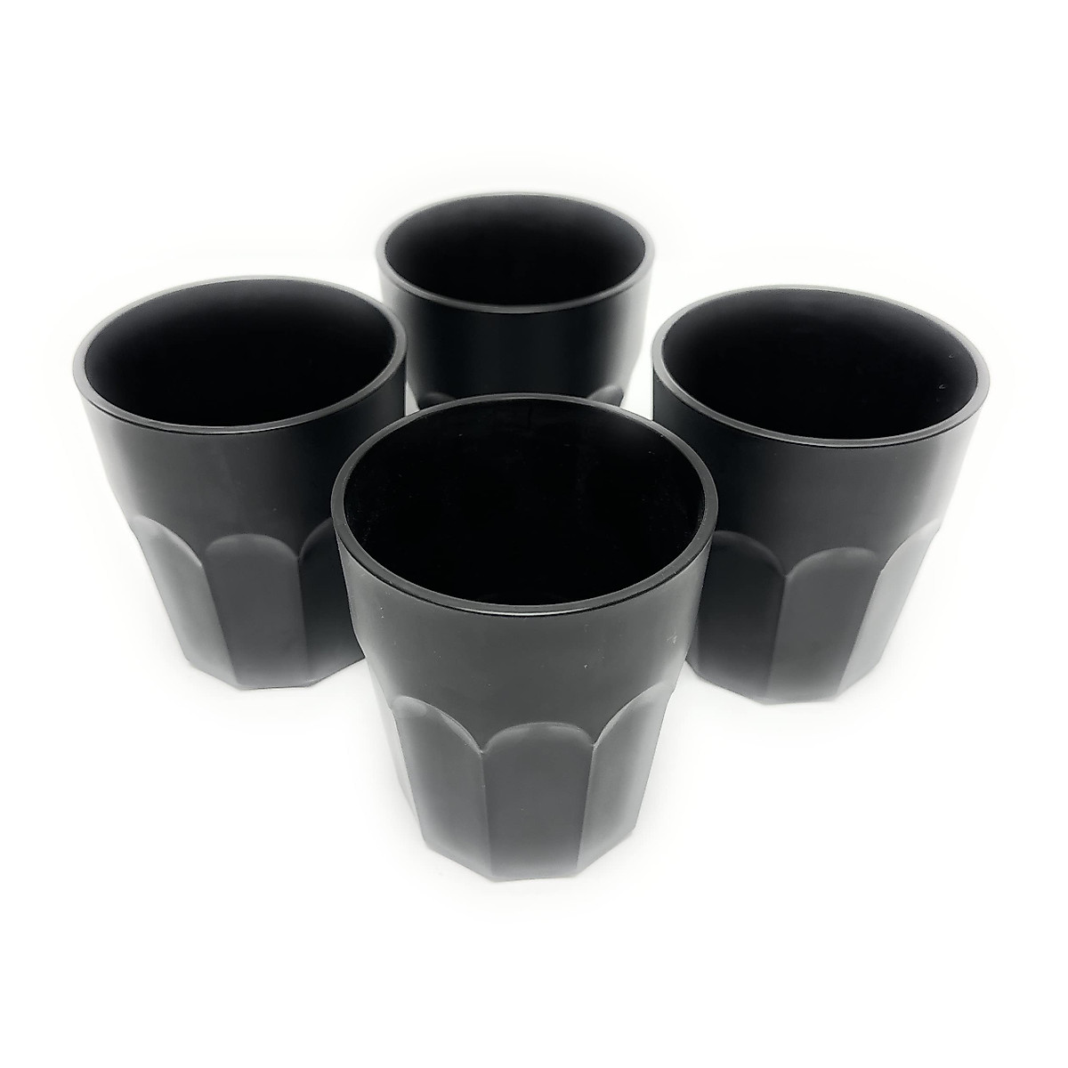 Mintra Home Unbreakable Drinking Cups and Tumblers 4PK - Shatterproof, BPA Free, Reusable, Party Cups, BBQ, Colorful Set, indoors and outdoors (Small - 12oz, Black)