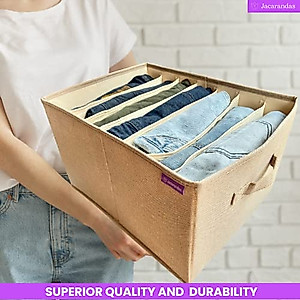 Jacarandas Oversize Wardrobe Clothes Organizer, Clothes Organizer for Folded Clothes, Jeans Organizer, Pants Organizer, Stackable, 7 Grids, Beige