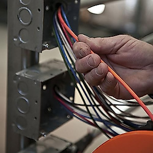 Klein Tools 56056 Electrical Fiberglass Fish Tape, Made in USA, 200-Foot x 3/16-Inch Wide Multi-Groove Fish Tape with Steel Leader