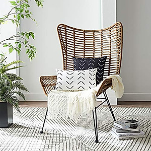 Nestinco Set of 2 Boho Pillow Covers 16 x 16 inches Black Square Pillow Covers with White Arrows Print Polyester Blend Decorative Throw Pillow Covers Sofa Cushion Cases