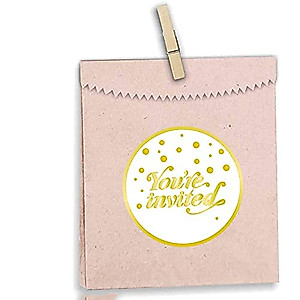 Gold Round You are Invited Stickers,Wedding Stickers for Envelopes,Save The Date Label,2 Inch Invitation Card Envelope Seals,Please Join Us Stickers for Envelopes160 Pcs Per Pack.