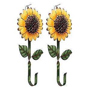 E-view Metal Sunflower Key Holder Creative Vintage Wall Mounted Key Hook - Retro Cast Hanger for Coat Hat Clothes Towel (Set of 2)