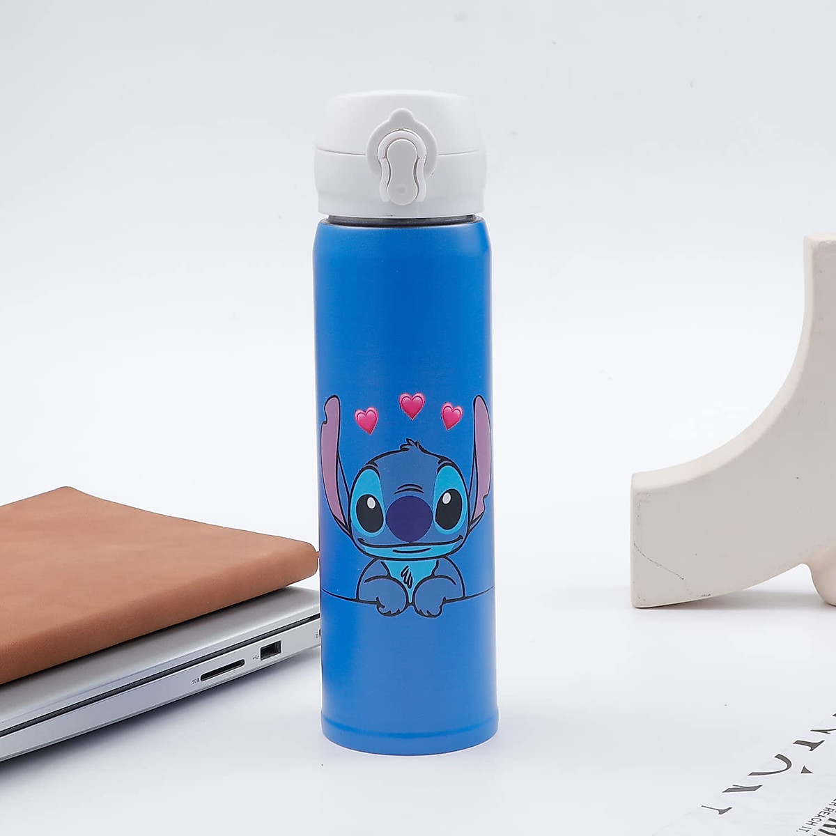 G-Ahora Stitch Water Bottle,Kawaii Cartoon Water Bottle Cup,Reusable Water Bottle for Girl 500ml (B)
