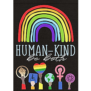 Swooflia Human Kind Be Both Garden Flag Black Lives Matter LGBT Small Yard Flag for Outside Decor Burlap Garden Sign 12x18 Inch Double Sided HYQ-261