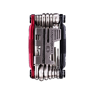 Crankbrothers Multi Tool M 20 Bike Tool - MTB Multi-Tool Black & Red - 20 bicycle tools (20 in 1 tool), ergonomic and lightweight