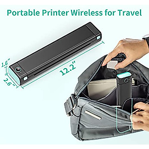 PhoPRT M08F Portable Printer,Thermal Portable Printers Wireless for Travel,Compact Bluetooth Mobile Printer Support 8.5" X 11" US Letter, Upgrade Inkless Small Printers Compatible with Phone,Laptop