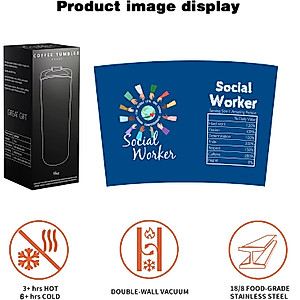 Coolertaste Social Worker Gifts for Women Men, Social Worker Gifts for Office Decor 15oz Tumbler Mug, Appreciation Gifts for Social Works Practitioner, Birthday Graduation Gift Ideas for BSW MSW DSW