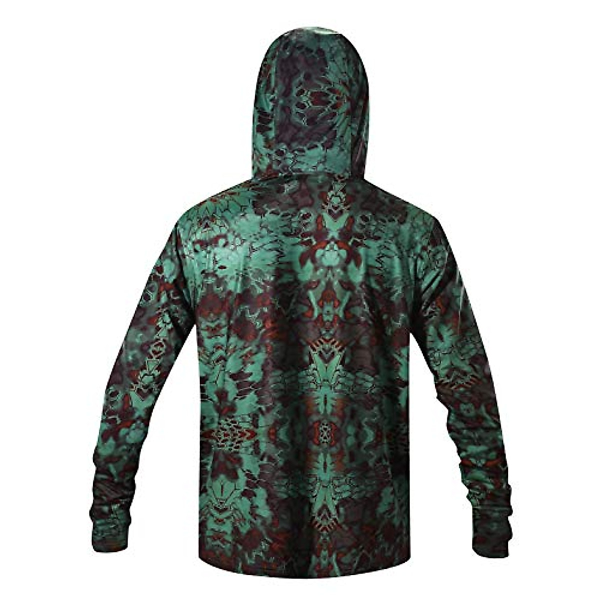 Performance Fishing Hoodie with Face Mask Hooded Sunblock Shirt Sun Shield Long Sleeve Shirt, Mandrake, 2X-Large