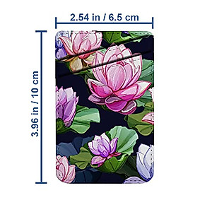 Diascia Pack of 2 - Cellphone Stick on Leather Cardholder ( Lotus Flowers Leaves Buds Pattern Pattern ) ID Credit Card Pouch Wallet Pocket Sleeve