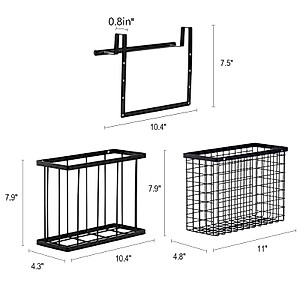 SUINHE 2 Pack Cabinet Door Organizer, Kitchen Cabinet Door Organizer, Over The Cabinet Cutting Board Holder, Kitchen Cabinet Towel Rack with foil and Packaging Organizer