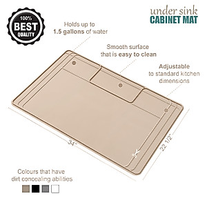 The Original Under Sink Mat - Silicone Waterproof mat, Adjustable, Easy to Clean, Kitchen cabinet liner, Disifenction Surface - 34" x 22" or smaller