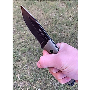 LETHALIFE Tactical Fixed Blade Hunting Knife - Full Tang, Coyote Brown