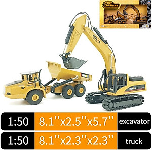Excavator Toys Sturdy Metal Construction Vehicles Precisely Crafted Metal Excavator Perfect for Display and Play, 1:50 Scale Realistic Detail Classic Toys Indoor/Outdoor Play, Ideal Sand/Beach Toy