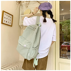 CHERSE Kawaii backpack aesthetic school backpack Aesthetic School Supplies Korean for Teen Girls Mochila (sage green)