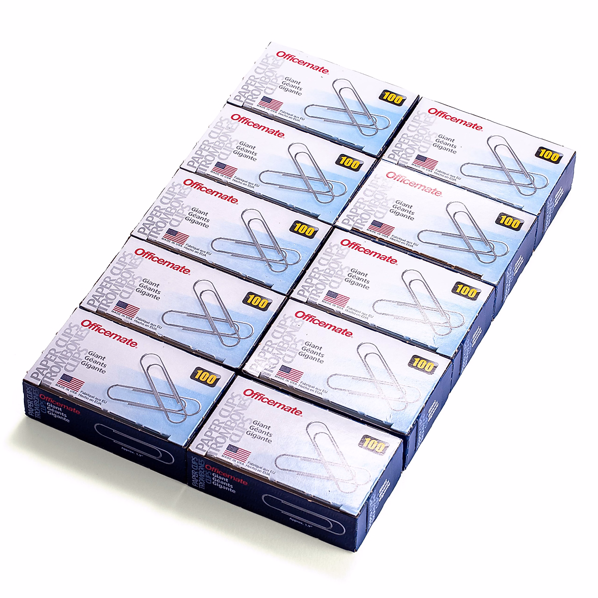 Officemate Giant Paper Clips, Pack of 10 Boxes of 100 Clips Each (1,000 Clips Total) (99914)