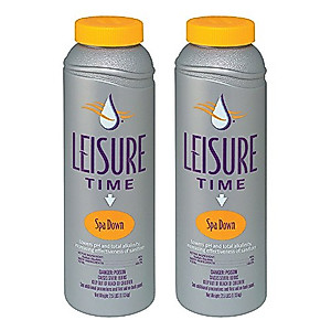 LEISURE TIME 22338-02 Spa Down for Spas and Hot Tubs, 2.5-Pounds, 2-Pack & Leisure Time 30210A Defender Spa and Hot Tub Stain and Scale Cleaner, 32 fl oz