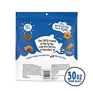 Friskies Purina Made in USA Facilities Cat Treats, Party Mix Beachside Crunch - (4) 30 oz. Pouches