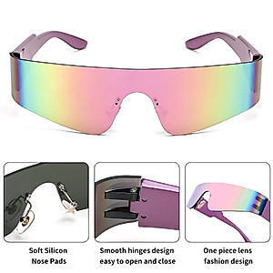 FEISEDY Futuristic Visor Punk Sunglasses Rimless One Piece Goggles Miorred Shades Women Men B2927