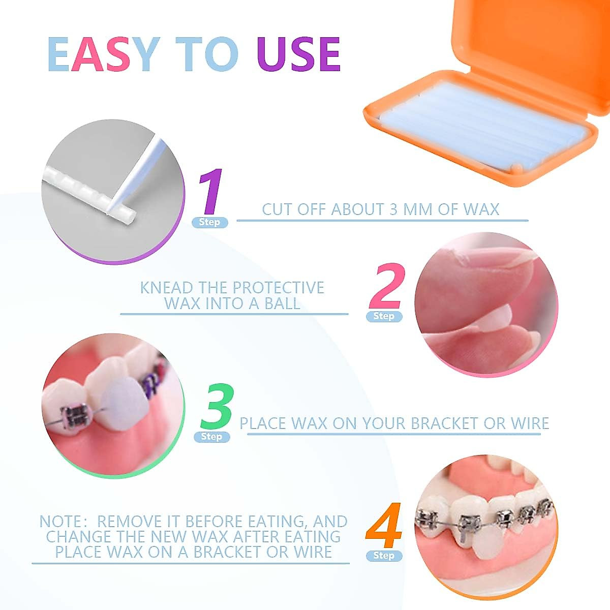 KISEER 12 Pack Colorful Orthodontic Wax Dental Wax for Braces Wearer