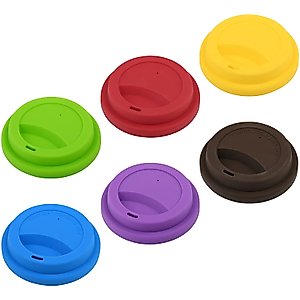 COSMOS Pack of 6 Anti-Dust Spill Proof Soft Silicone Replacement Coffee Mug Lids Cover, Cup Lid Cover