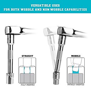 DURATECH Wobble Socket Extension Bar Set, 1/4", 3/8", 1/2" Drive Socket Extension Set, Cr-V Steel, Chrome Plated, Storage Tray Included, 9 PCS