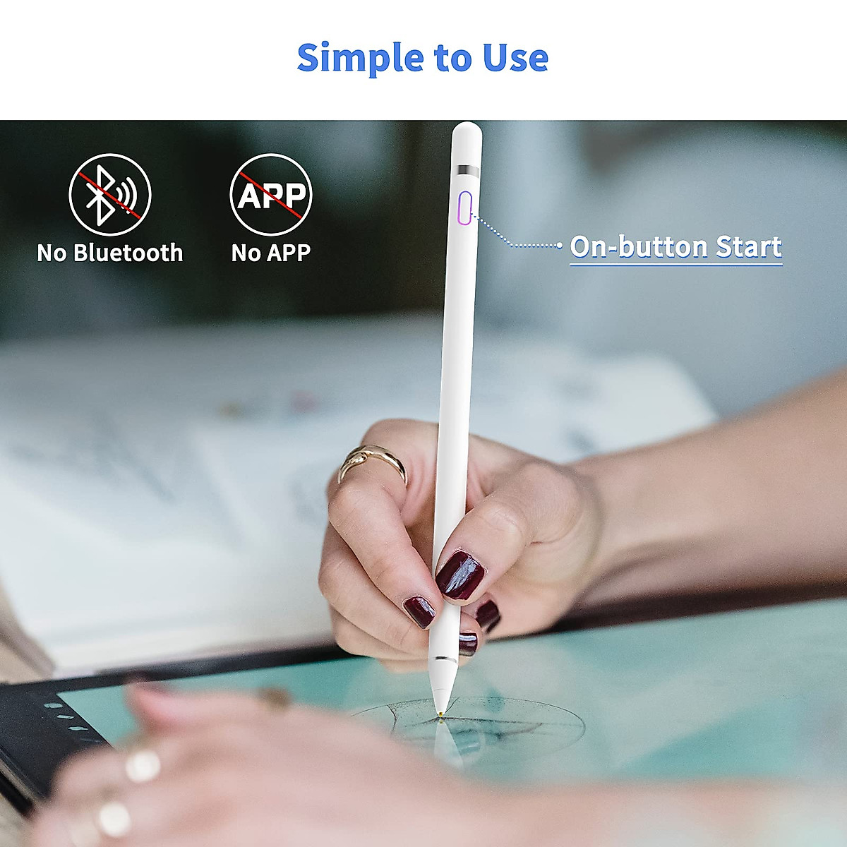 Stylus Pen for Apple iPad, Upgraded Styluses Compatible with iPad 9/8/7/6/5 Gen Air 4/3/2 Mini 6/5/4 Pro 12.9/11/10.5/9.7 Inch High Precision Alternative Digital Drawing Writing 1st 2nd Pencils