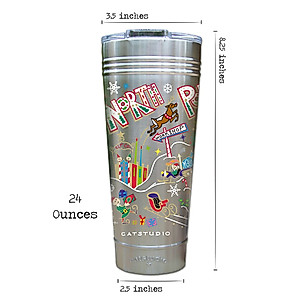 Catstudio North Pole Thermal Tumbler | Triple Wall Insulation With Non Slip Bottom | Great Holiday and Christmas Travel Cup for Water, Coffee, Tea, or Smoothies