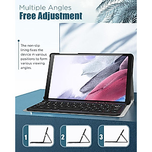 MoKo Keyboard Case Compatible with Samsung Galaxy Tab A7 Lite 8.7-Inch 2021 (SM-T225/T220/T227), Slim Lightweight Stand Cover with Magnetically Detachable Wireless Bluetooth Keyboard, Marble White