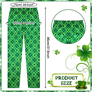 2 Pairs St. Patrick's Day Women Shamrock Leggings Irish Ankle Elastic Tights Legging High Waist Womens Leggings Trendy Design Workout Leggings for Girls Yoga Workout, 2 Styles Green