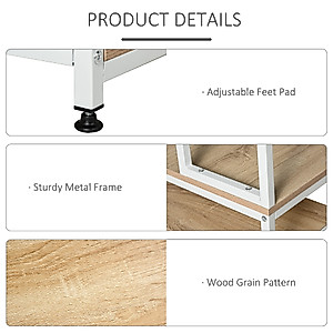 HOMCOM 94.5in Industrial Double Computer Desk with Hutch and Storage Shelves, Extra Long Two Person Home Office Desk, Writing Table Workstation for 2 People with CPU Stand, Oak Wood Grain