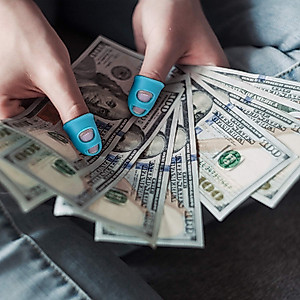 Wisdompro 16 Pcs Finger Tips, 4 Sizes Silicone Thimble Fingertip Grips Finger Protectors Pads Cover for Paper Sorting, Page Turning, Hand Sewing, Money Counting, Guitar Playing - Blue, Aqua