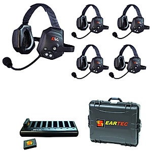 EARTEC Evade EVXT5 Xtreme Full Duplex Wireless Intercom System with 5 Dual Speaker Headsets