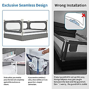 MagicFox Bed Rails for Toddlers, Extra Tall 32 Levels of Height Adjustment Specially Designed for Twin, Full, Queen, King Size - 2023Upgrade Model Safety Bed Guard Rails for Kids
