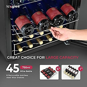 Icyglee 4.5 CU.FT Wine Cooler Refrigerator, Small Built-in Wine Fridge for Red, White and Champagne, Mini Fridge with Adjust Temperature, Black