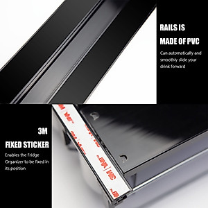 Drink Organizer for Fridge, Self-Pushing Soda Can Dispenser for Refrigerator,Width Ajustable,Beer Pop Can Water Bottle Storage for Pantry, Kitchen(Black, 5 Row)