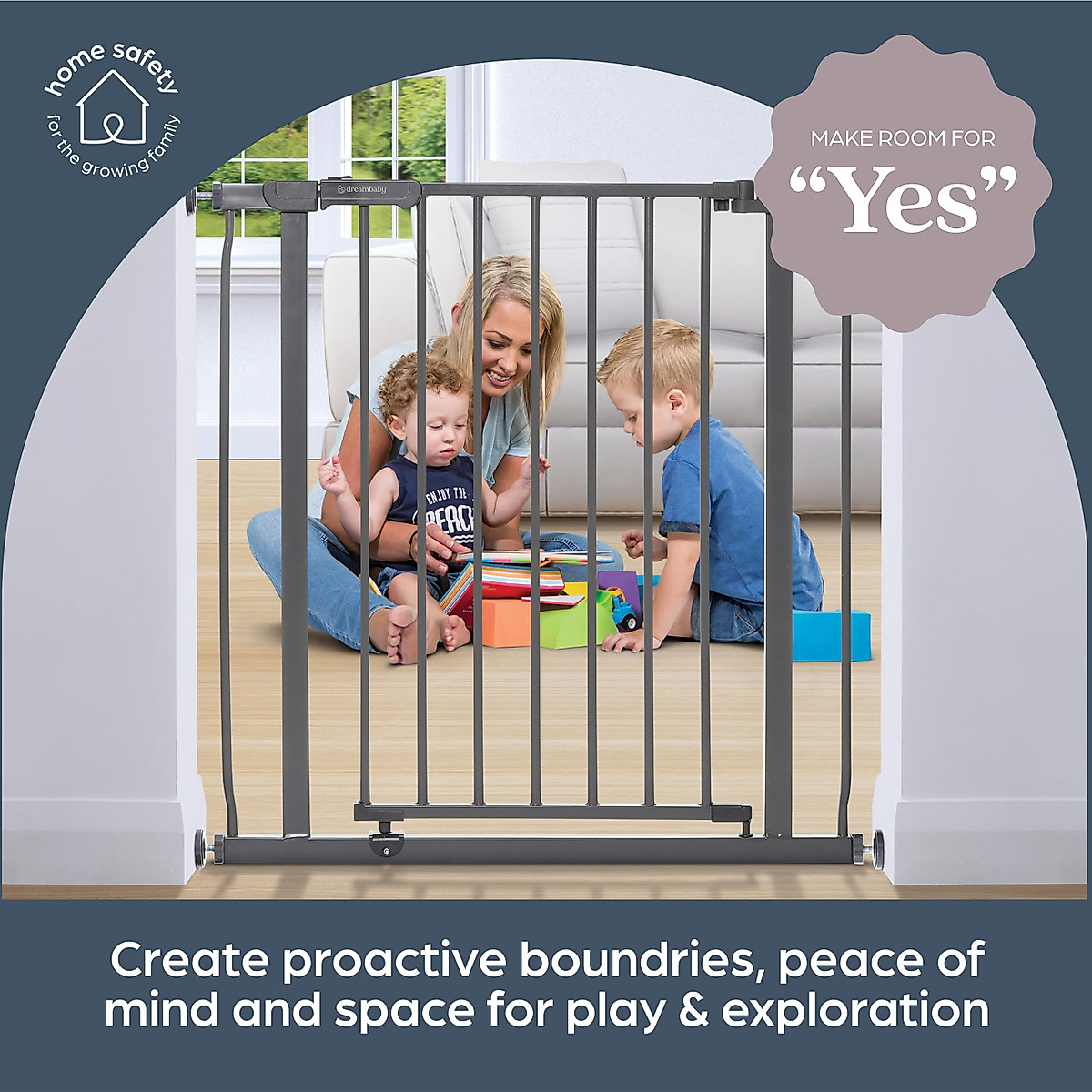 Dreambaby Ava 29.5" - 40" Baby Gate for Stairs and Doorways, Wide Adjustable-Gate for Doors, Easy to Install and Sturdy Walk Through Baby Gate - Can be Used as a Dog Gate
