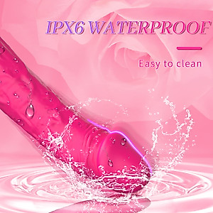 Baswetr G Spot Vibrator for Women with 10 Vibration Modes, 9 inch Realistic Vibrating Dildo Waterproof Adult Toys for Clitoris G Spot Anal Stimulation, Silicone Rose Sex Toys for Women Men and Couples