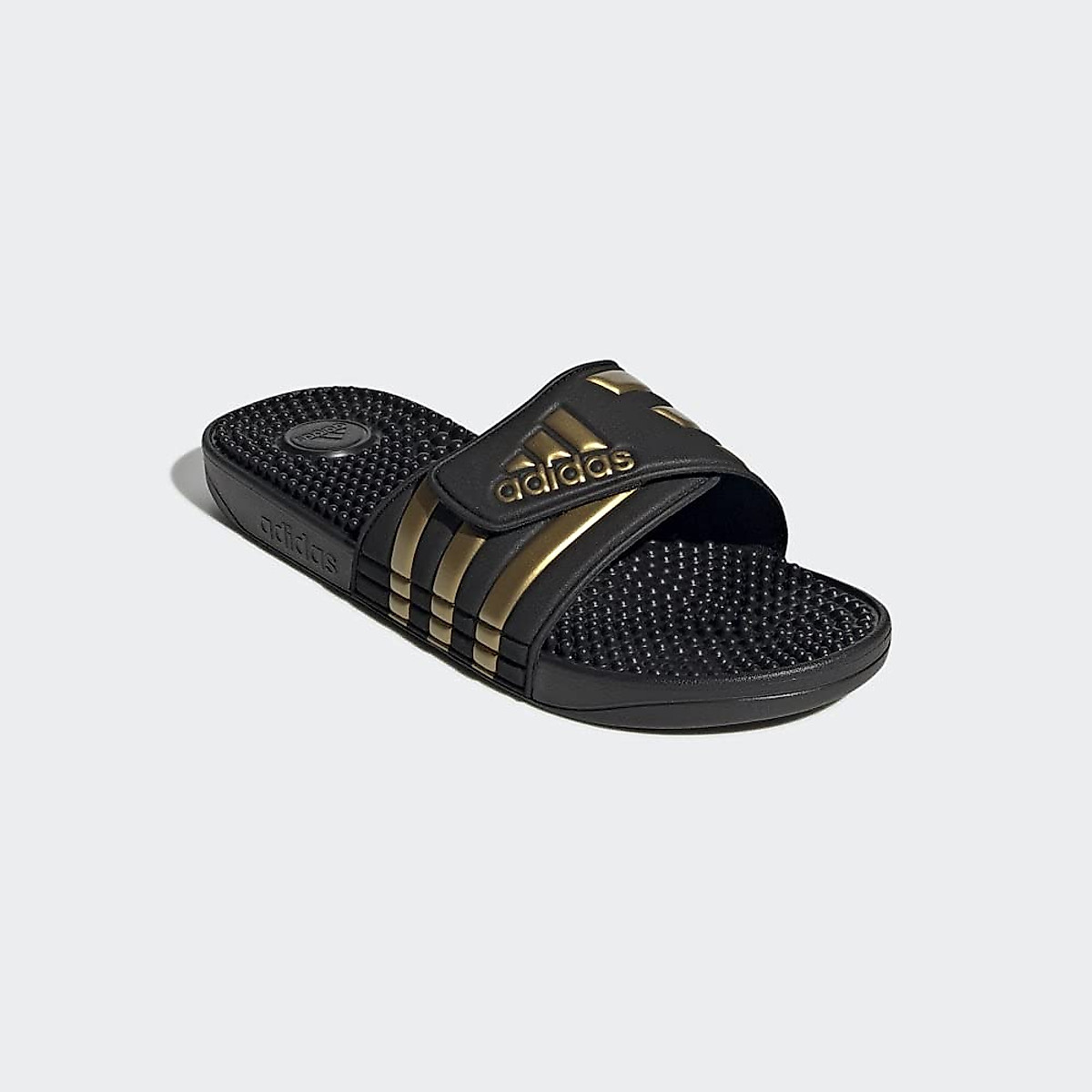adidas Unisex Adissage Slides Sandal, Black/Gold Metallic/Black, 7 US Men