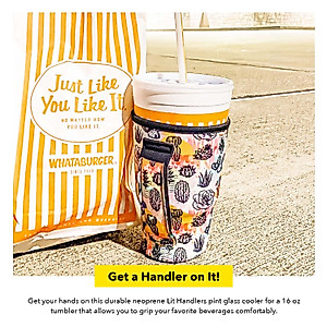 Lit Handlers Pint Glass Sleeve -Neoprene Cup Holder with Handle & Pocket for Pint Cup - Machine Washable Drink Sleeves & Reusable Covers - Insulated, Water Resistant & Snug Fit Beer Cooler (Serape)