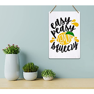 WhatSign Easy Peasy Lemon Squeezy Sign 8"x12" Lemon Saying Signs Wall Plaque,Lemon Kitchen Home Decor Signs,Lemon Decor Signs for Home Kitchen Garden Farmhouse Bar Coffee Shop