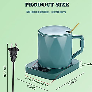 Coffee Mug Cup Warmer Coaster for Coffee Tea Cocoa Milk Food Fruits Candle, Aluminum Metal Panel, Safe Reliable, Green (4" x 5")