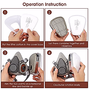 6001 Filter Cartridges for Respirator, Dust-Proof, Organic Vapor, Pollen and Chemical Cartridges, Compatible with 6200, 6800, 7502, FF402 Respirator （2 Pack)